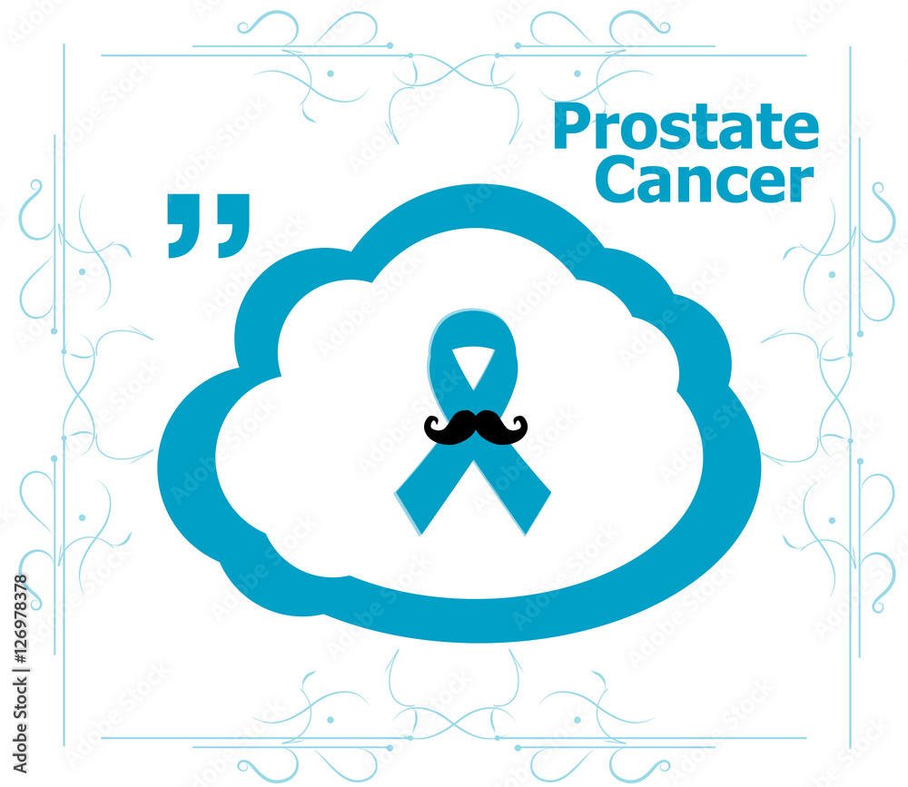 Prostate cancer ribbon awareness on white background. Light blue ribbon ...