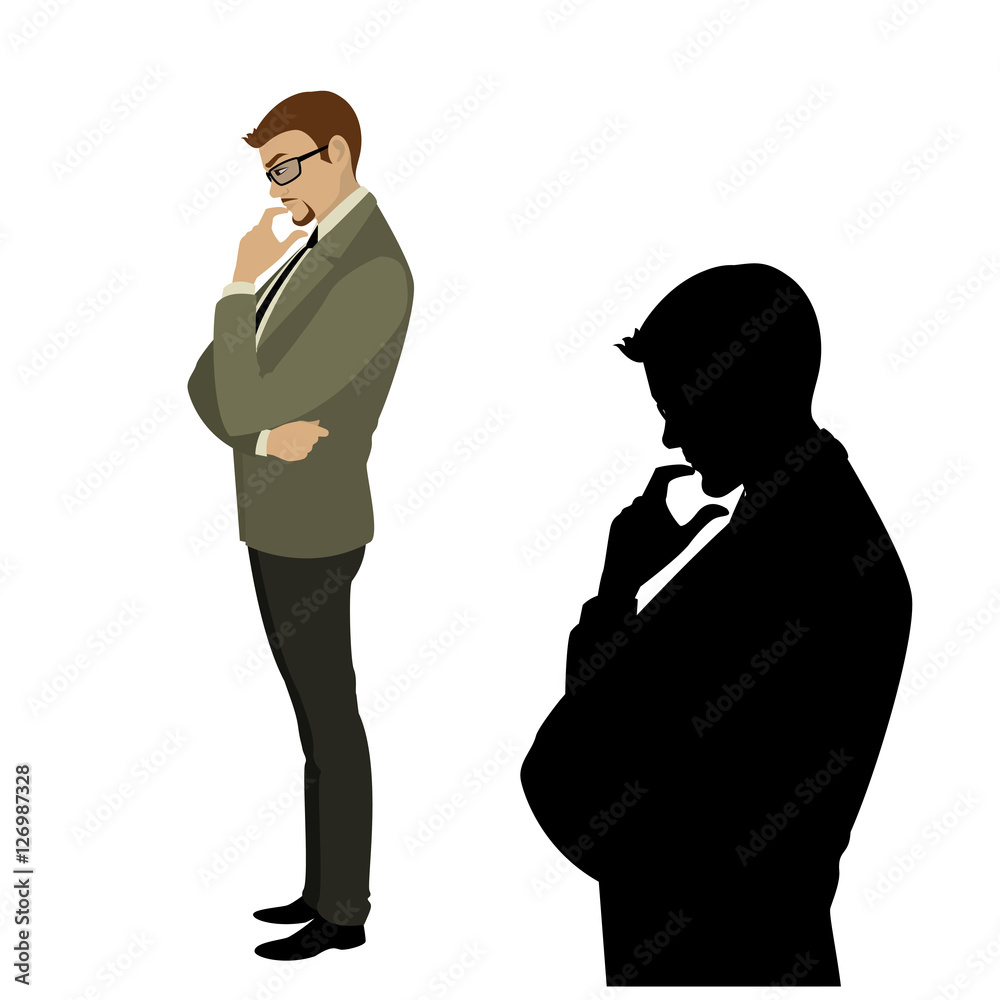 Businessman thinks about problem ,silhouette, Stock Illustration ...