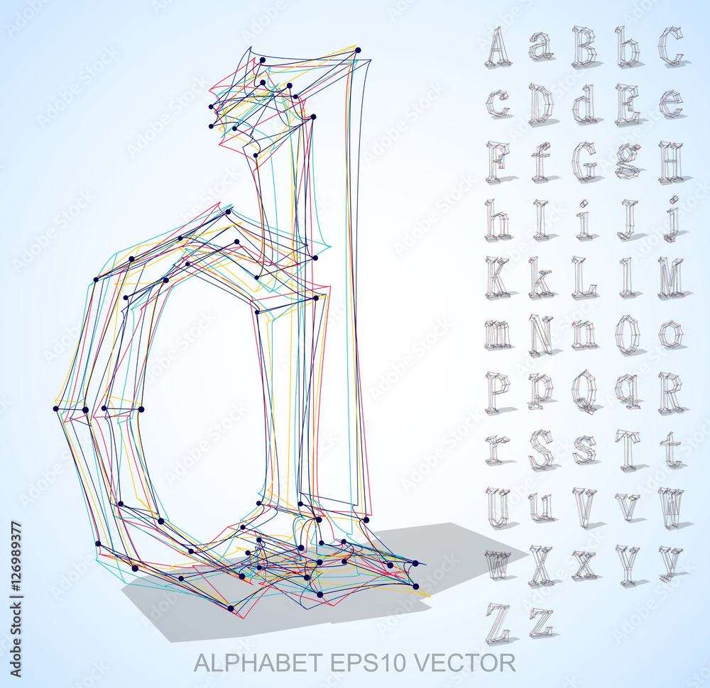 Vector illustration of a sketched Letters. Hand drawn 3D Letters. Stock ...