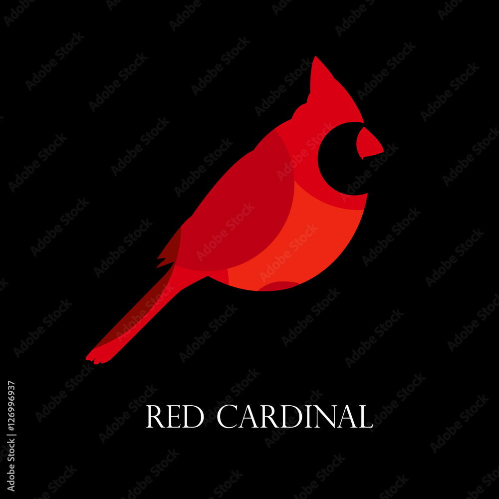 Red cardinal vector icon. Logo on black background. Flat design. Stock ...