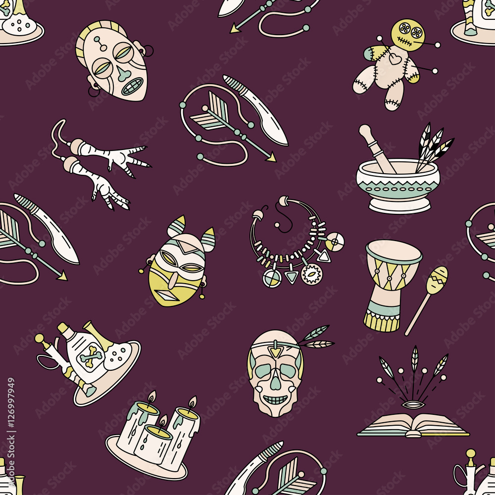 Seamless pattern with voodoo symbols. Stock Vector | Adobe Stock
