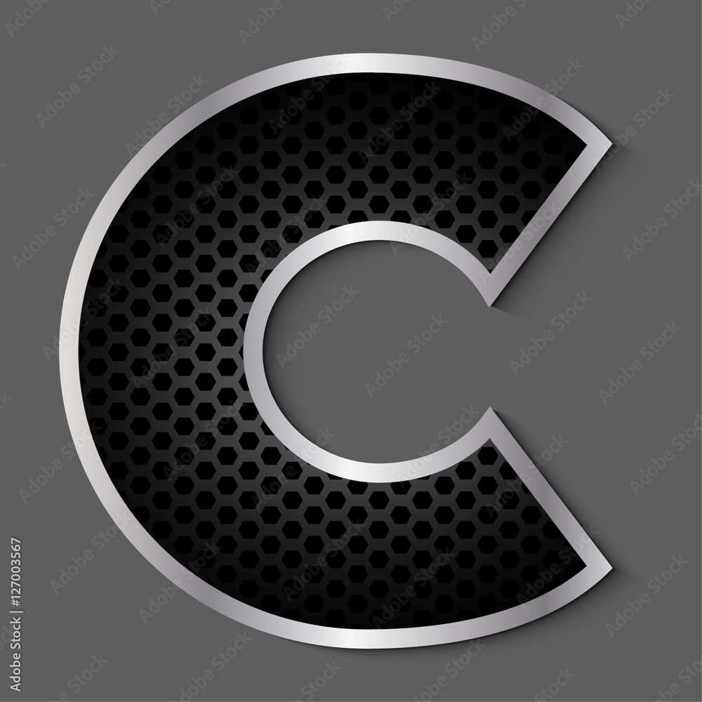 Metal grid font - letter C Stock Vector | Adobe Stock