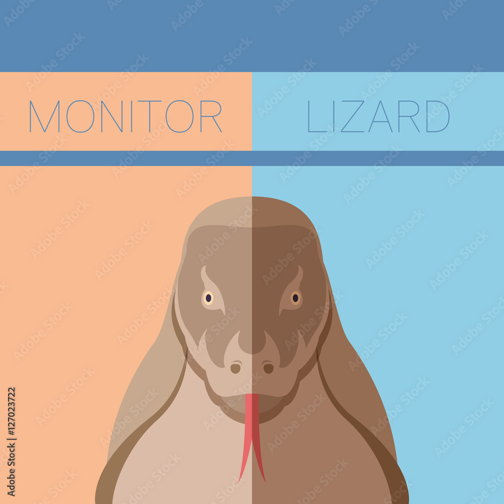 Monitor lizard flat postcard Stock Vector | Adobe Stock