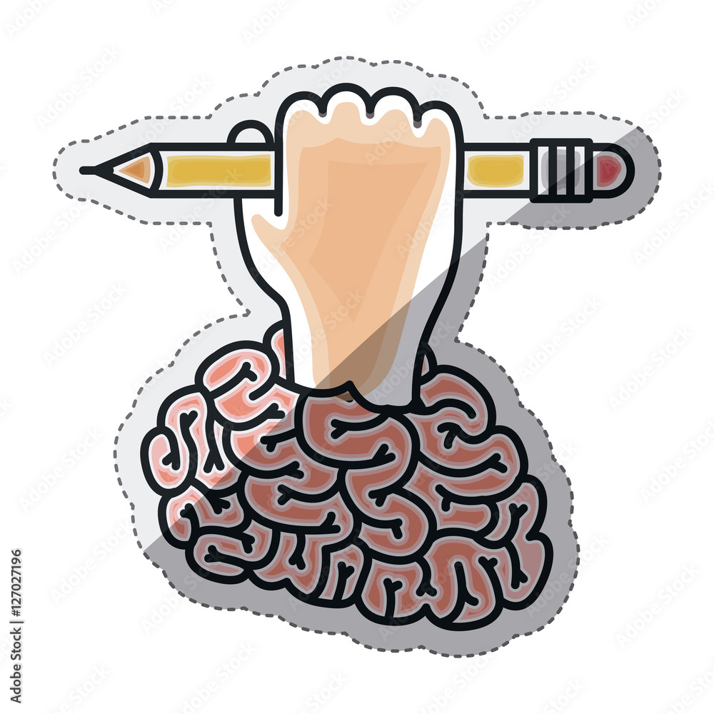 Brain and pencil draw icon. Big idea creativity imagination and ...
