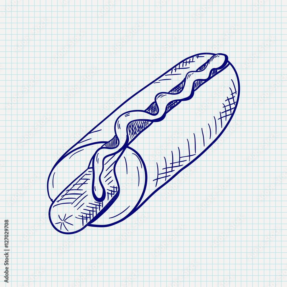 Hot dog. Hand drawn sketch Stock Vector | Adobe Stock