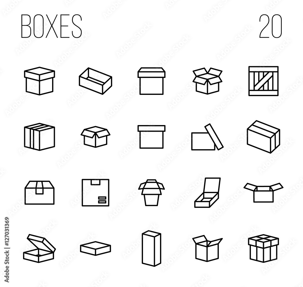 Set of box icons in modern thin line style. Stock Vector | Adobe Stock