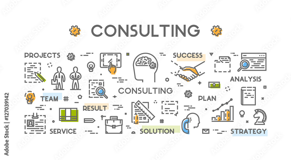 Vector line symbol for business consultation. Stock Vector | Adobe Stock