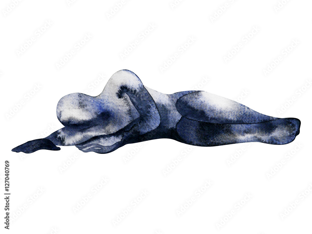 abstract human pose of sadness watercolor painting hand drawn ...