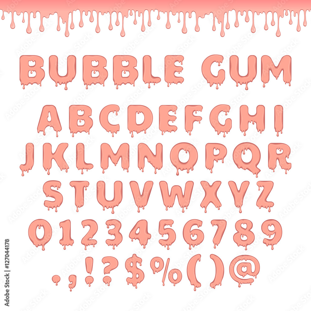 Set of bubble gum letters Stock Vector | Adobe Stock