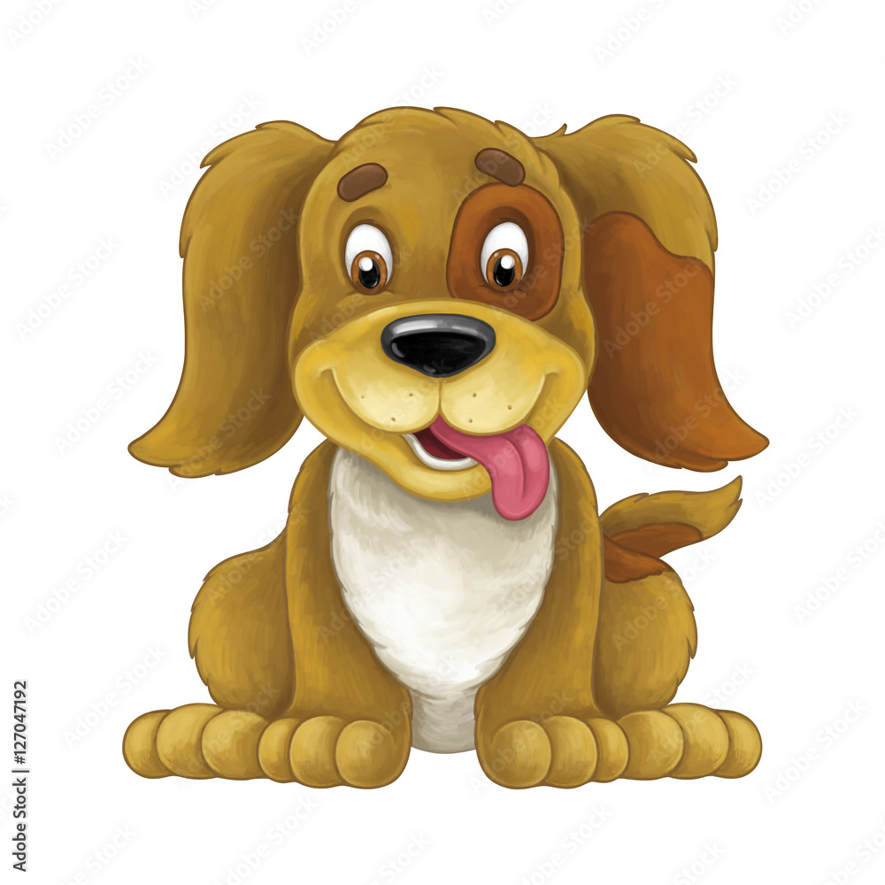 Cartoon happy dog is sitting smiling and looking - artistic style ...