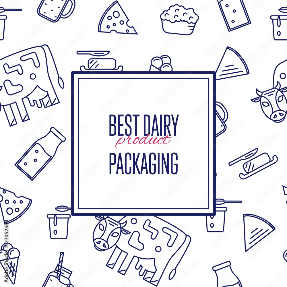 Best Dairy Product Seamless Pattern For Packaging With Different Dairy