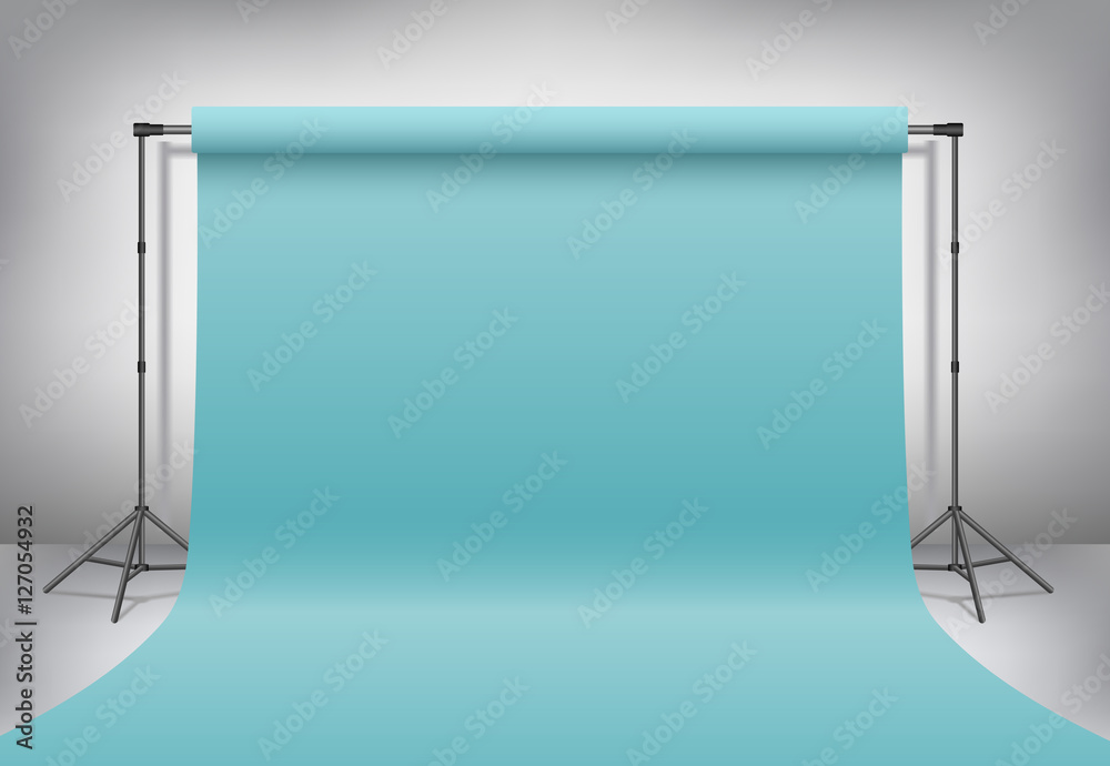Empty photo studio. Realistic 3D template mock up. Backdrop stand ...