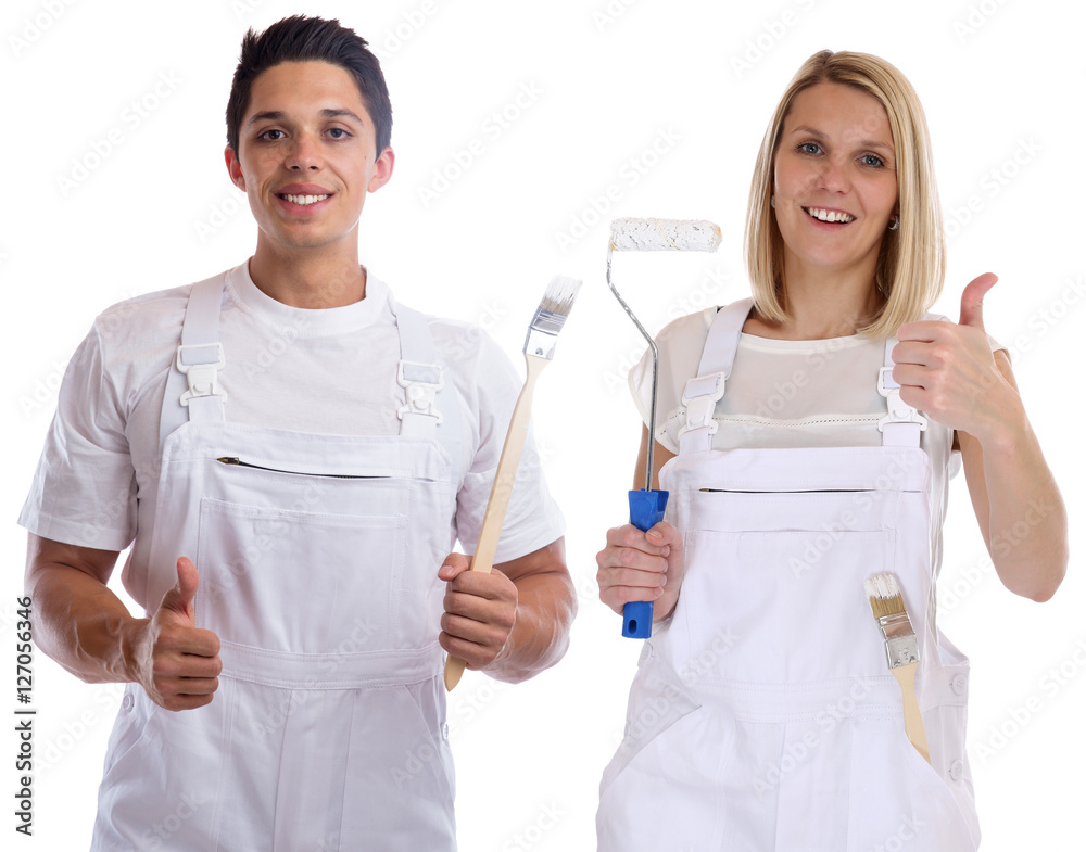 Maler Beruf Handwerker Lehrlinge Azubis Daumen hoch Ausbildung A foto ...