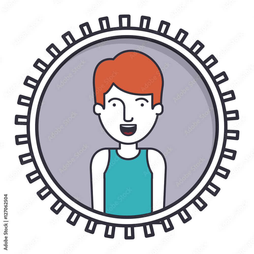 Man cartoon inside circle icon. Male avatar person human and people ...