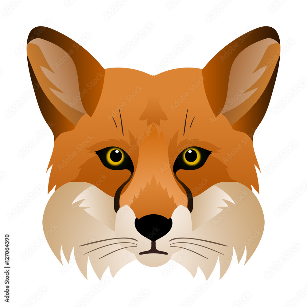 Vector beautiful red fox face wild animal icon zoo portrait isolated on ...