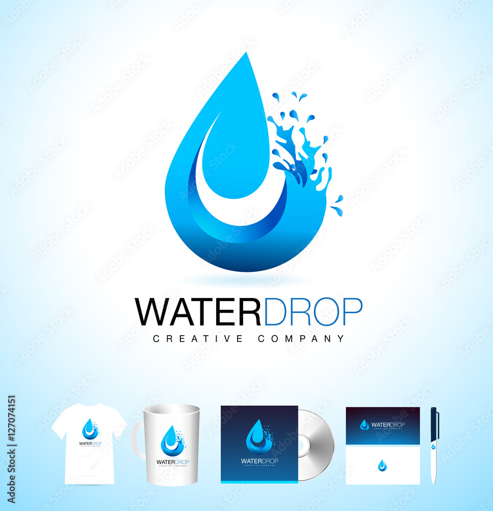Water Drop Logo. Vector Water Drop Design with Splash. Stock Vector ...