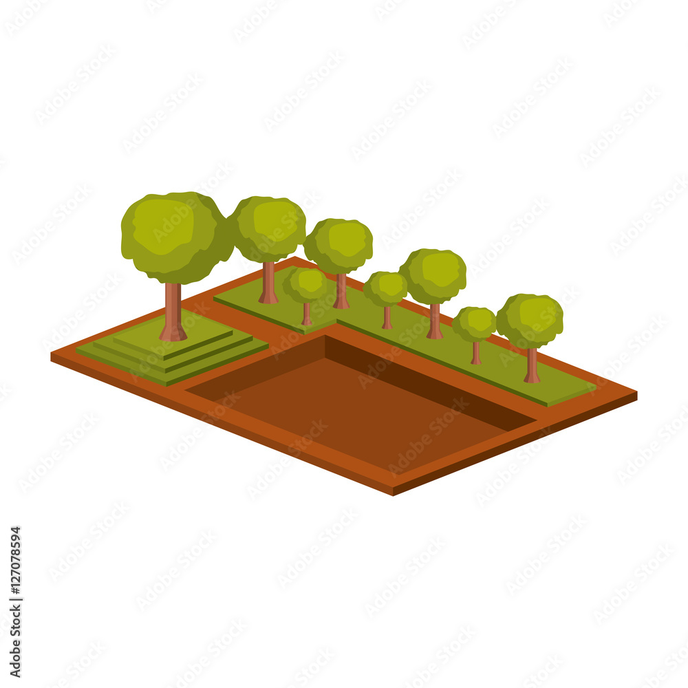 Tree icon. Isometric 3d structure and perspective theme. Isolated ...