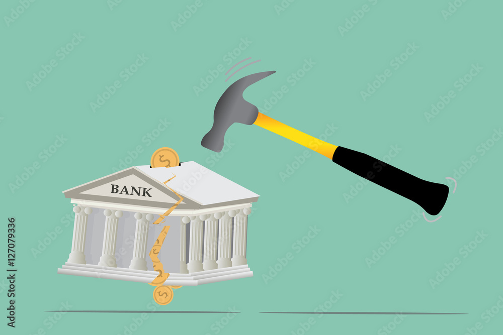 Broken bank with coins Stock Vector | Adobe Stock