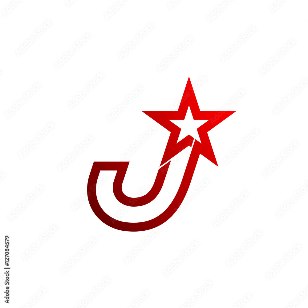 Letter J logo,Red star sign Branding Identity Corporate unusual logo ...