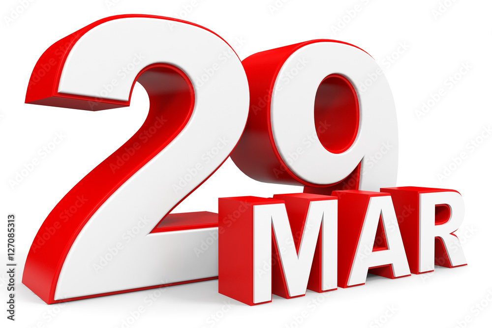 March 29. 3d text on white background. Stock Illustration | Adobe Stock