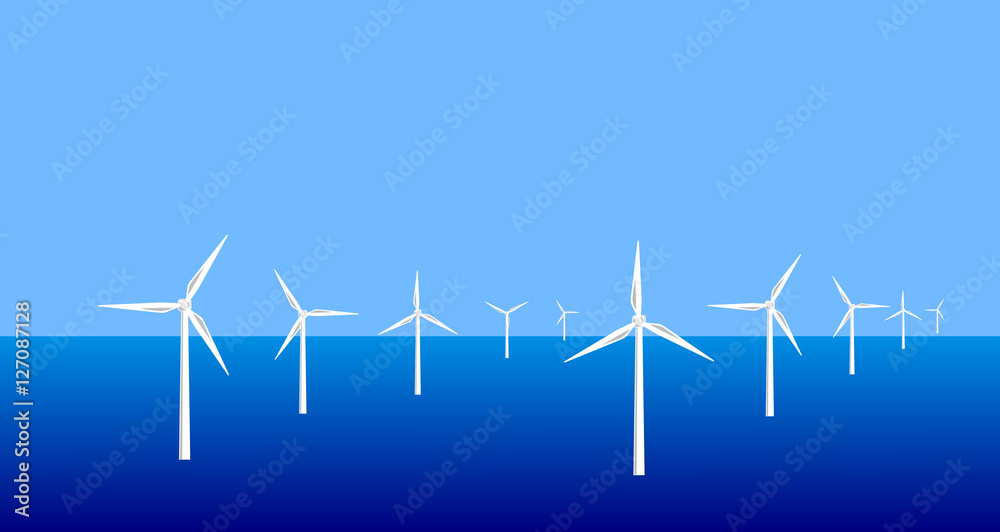 Vector image of an offshore wind farm Stock Vector | Adobe Stock
