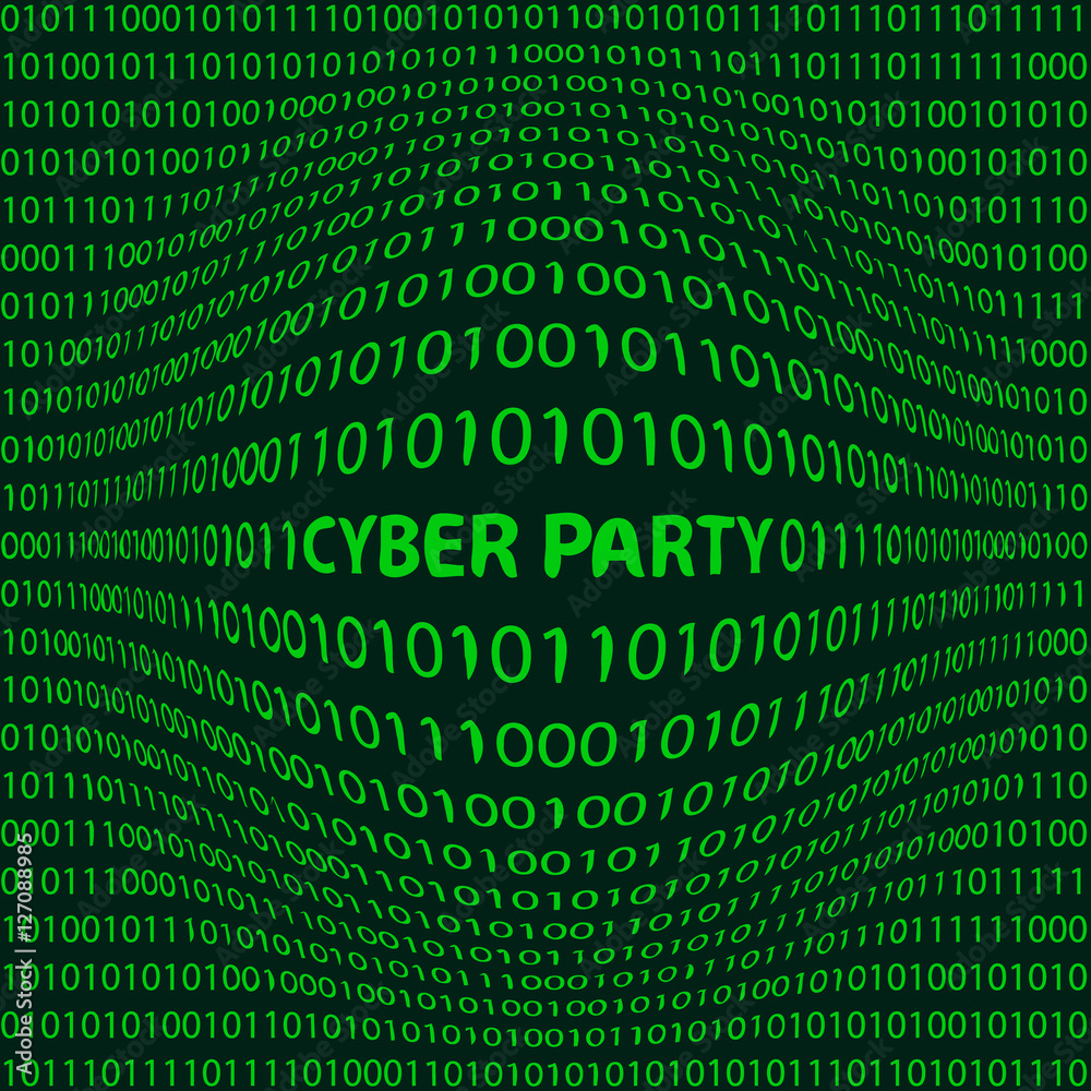 Cyber party background templatewith green one and zero light. Binary ...