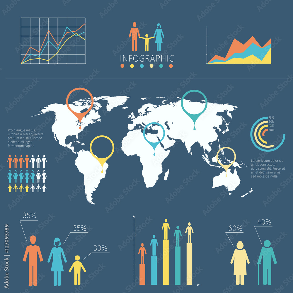 Vector infographic with people icons and charts Stock Vector | Adobe Stock