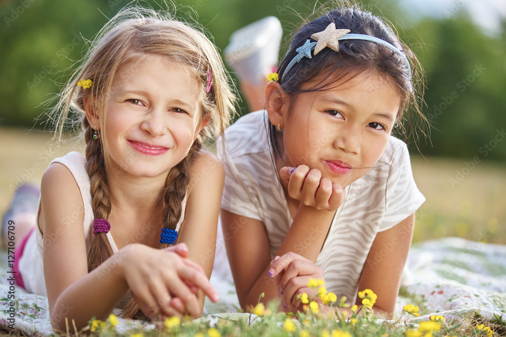 Two happy girls Stock Photo | Adobe Stock