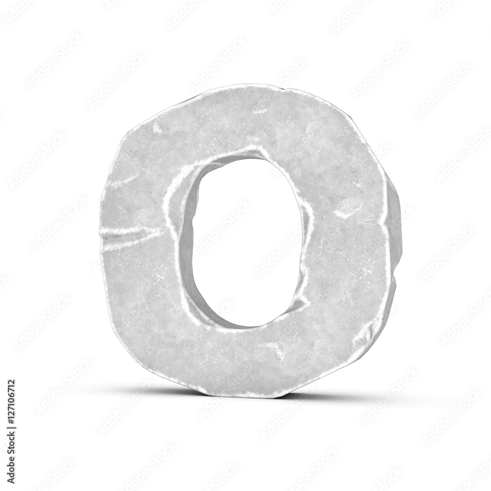 Rendering of stone letter O isolated on white background. Stock ...