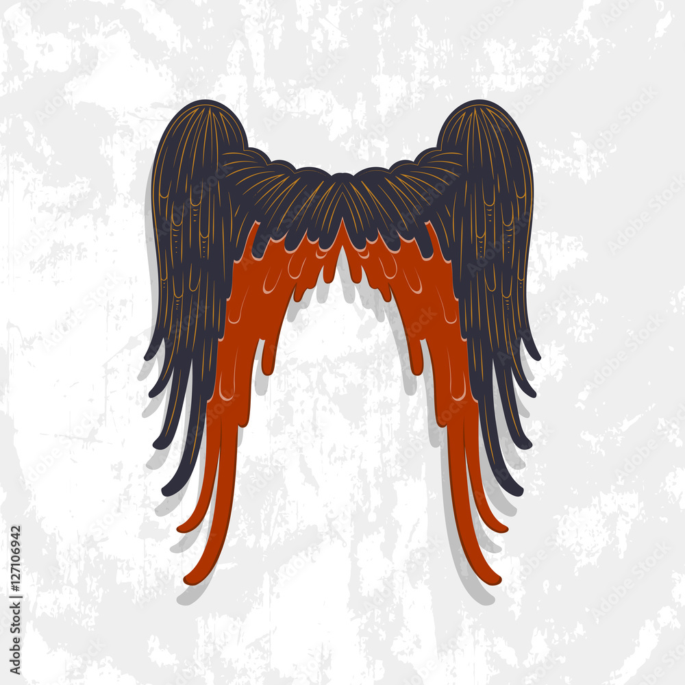 Grunge Angel Wings Vector