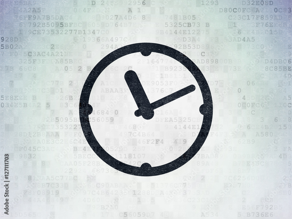 Time concept: Clock on Digital Data Paper background Stock Illustration ...