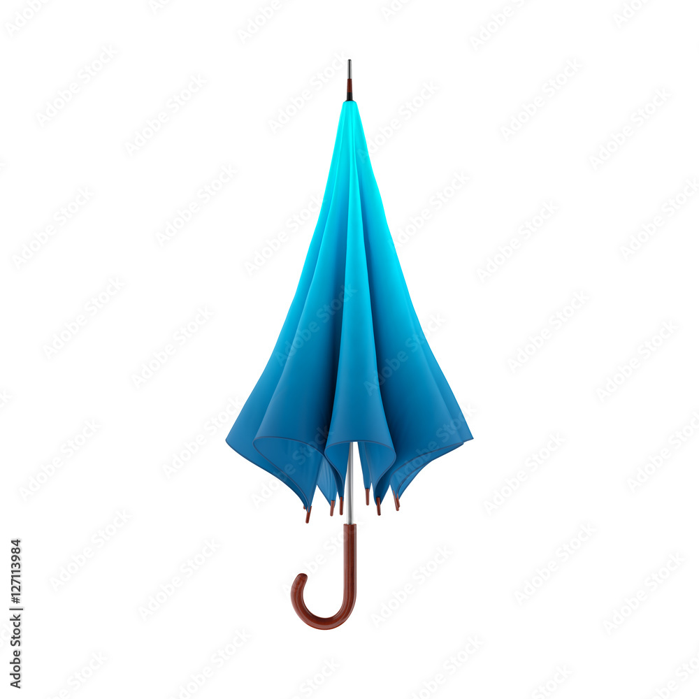 Blue umbrella isolated on white background. 3D illustration Stock ...