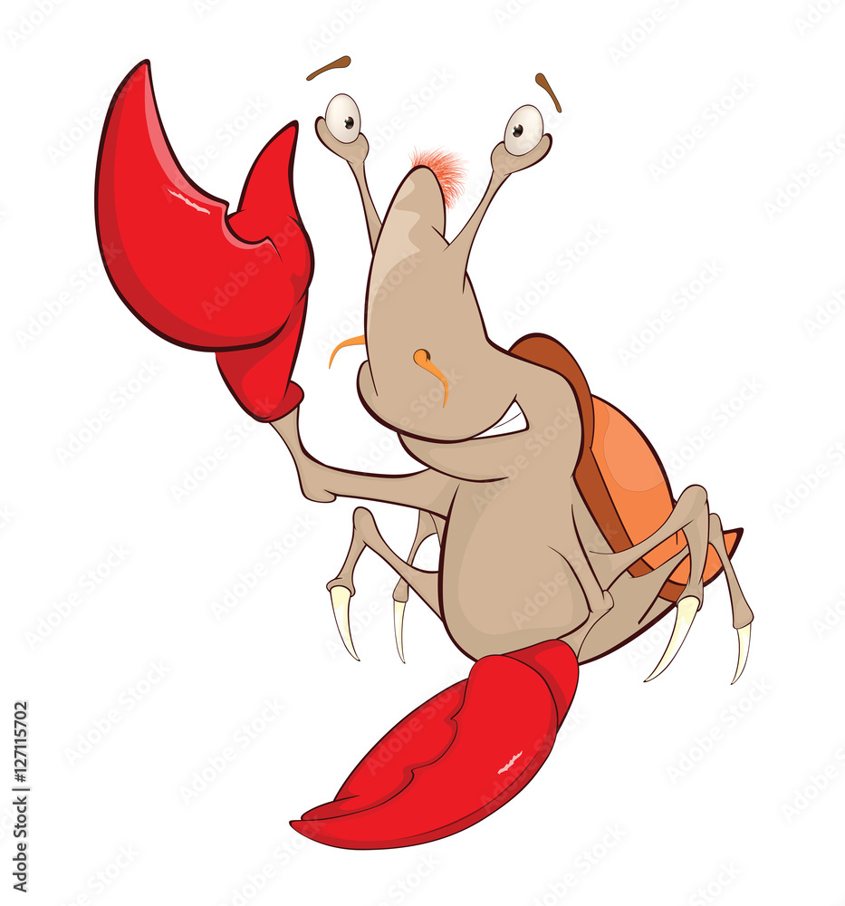 Illustration of a Cute Crab. Cartoon Character Stock Vector | Adobe Stock