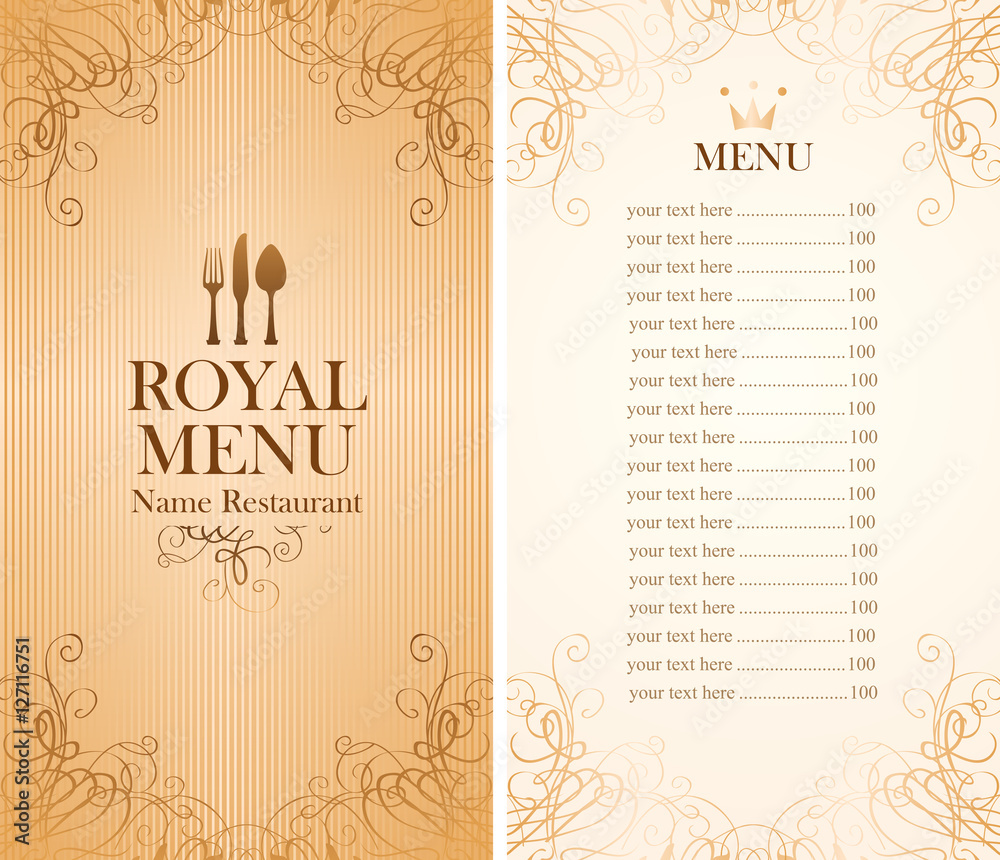 royal menu for a cafe or restaurant and Price all in gold Stock Vector ...