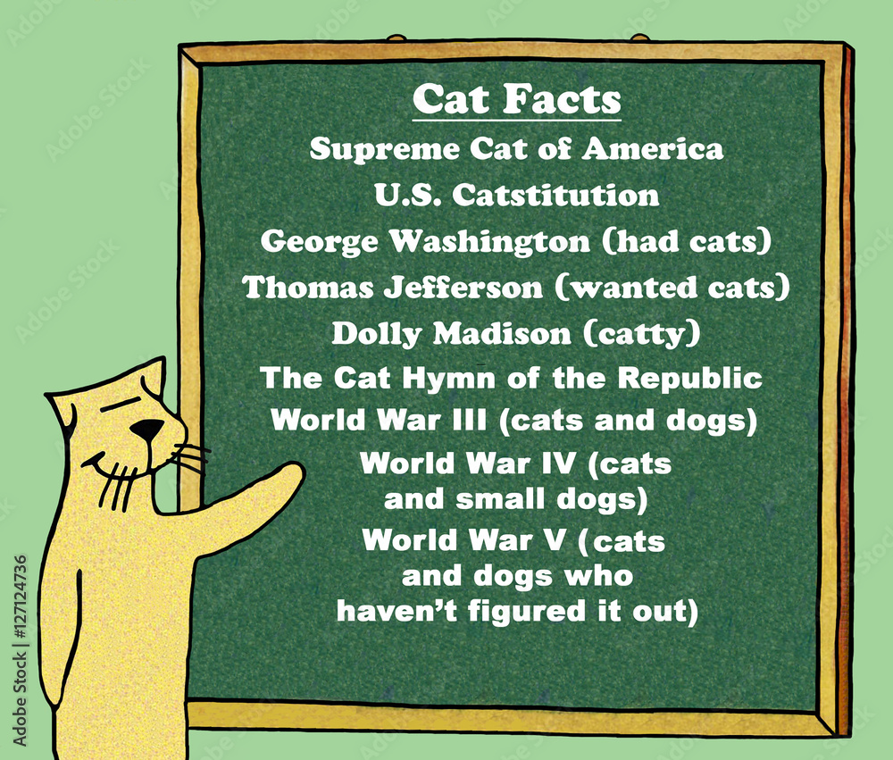 Color illustration of a cat that has changed historical facts to match ...