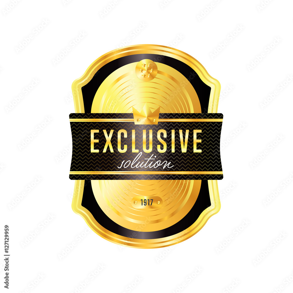 Gold and black badge vintage style isolated vector illustration Stock ...