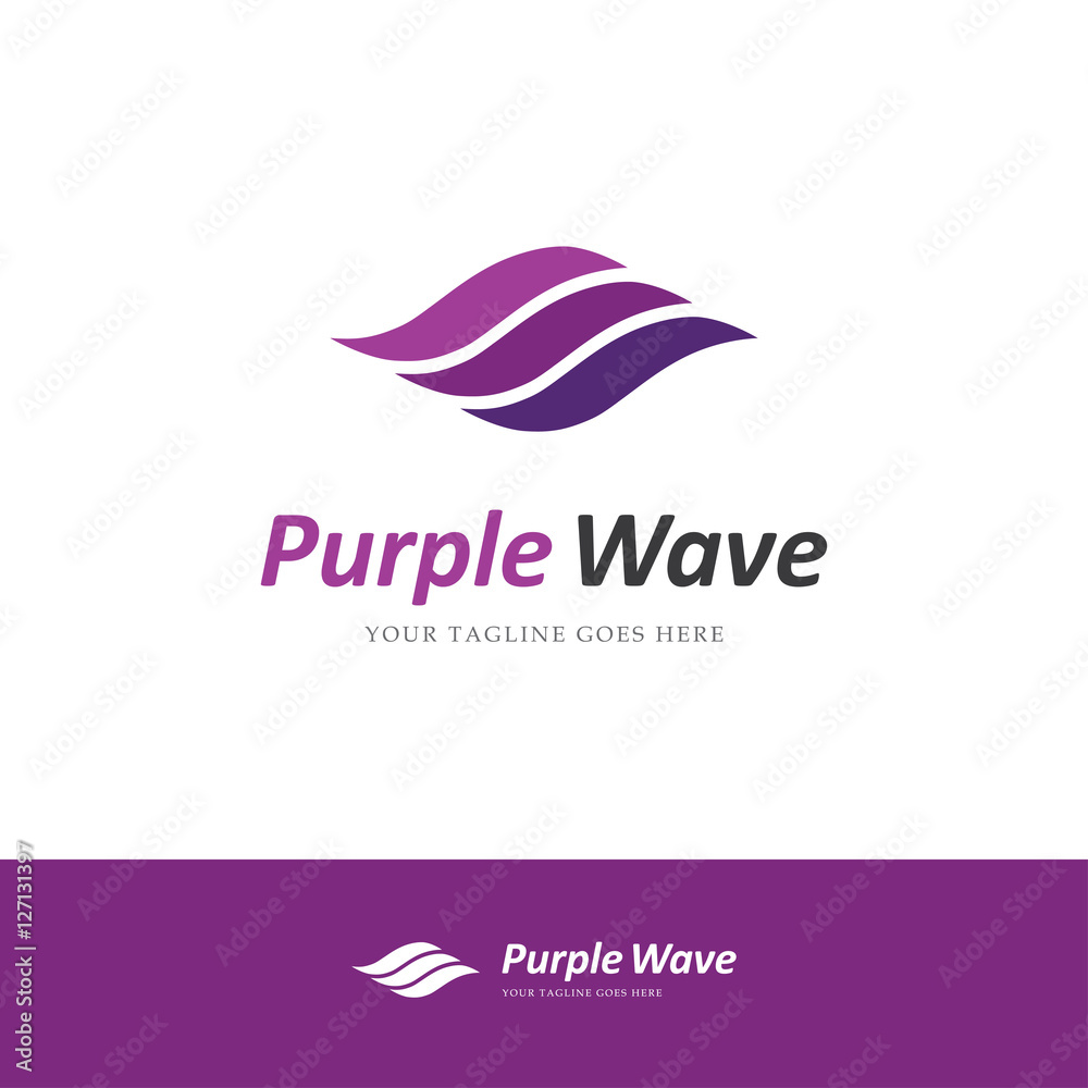 Purple logo with three lines looking like a wave Stock Vector | Adobe Stock
