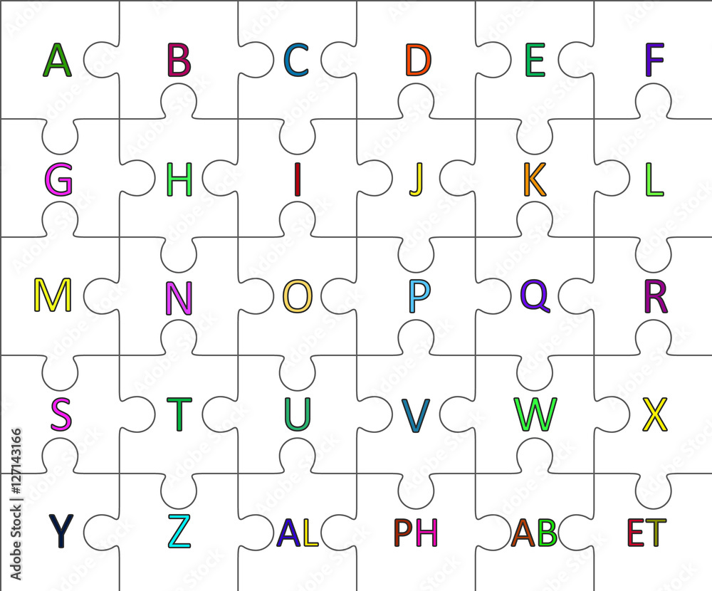 Alphabet puzzle. Vector. Stock Vector | Adobe Stock