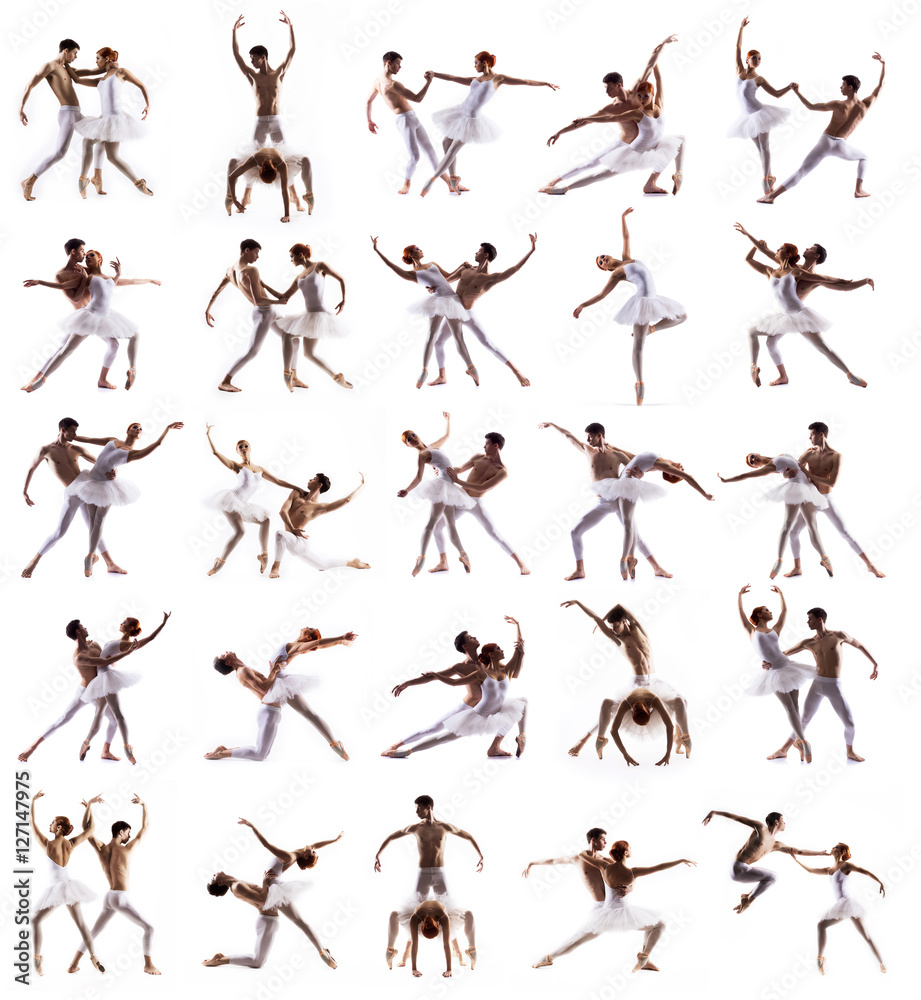 Collection of ballet dancers on white Stock Photo | Adobe Stock