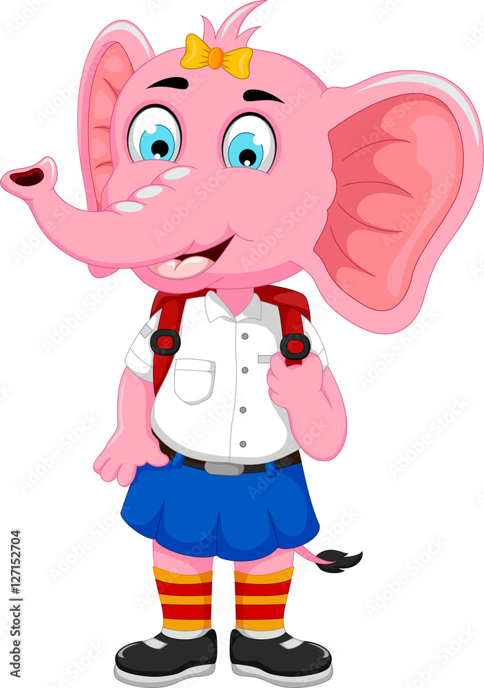 funny female elephant cartoon going to school Stock Illustration ...