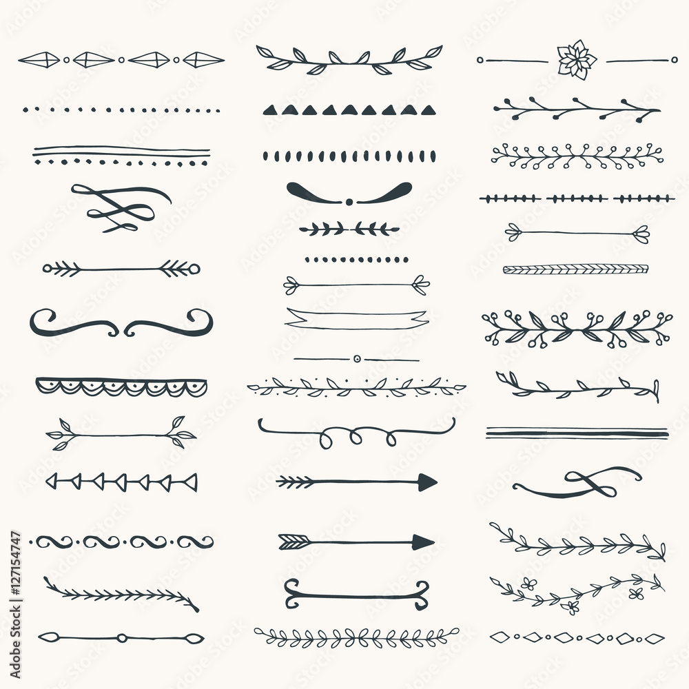 Vetor de Line borders, text dividers and laurel design elements ...