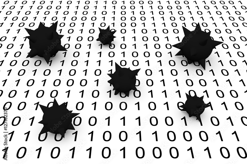 VIRUS in binary code, 3D illustration ilustración de Stock | Adobe Stock
