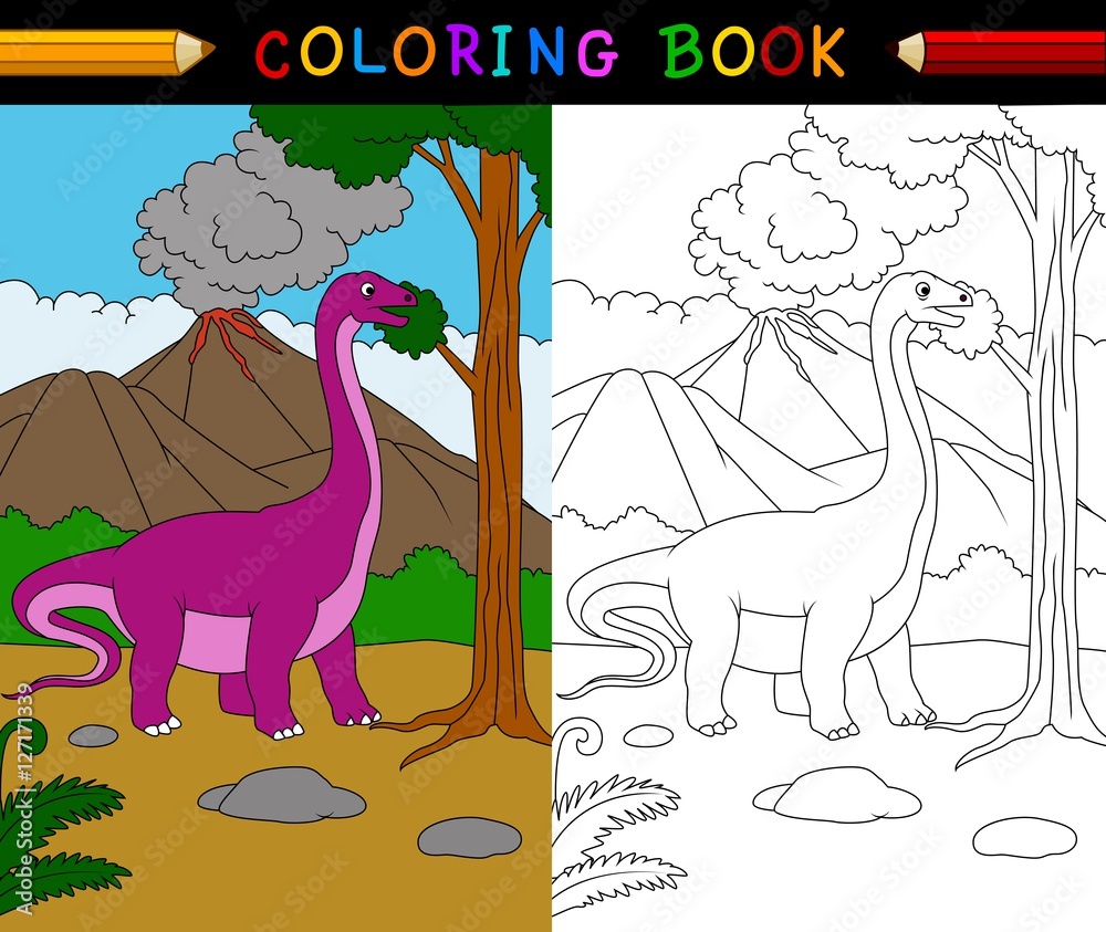 Cartoon Apatosaurus coloring page Stock Vector | Adobe Stock