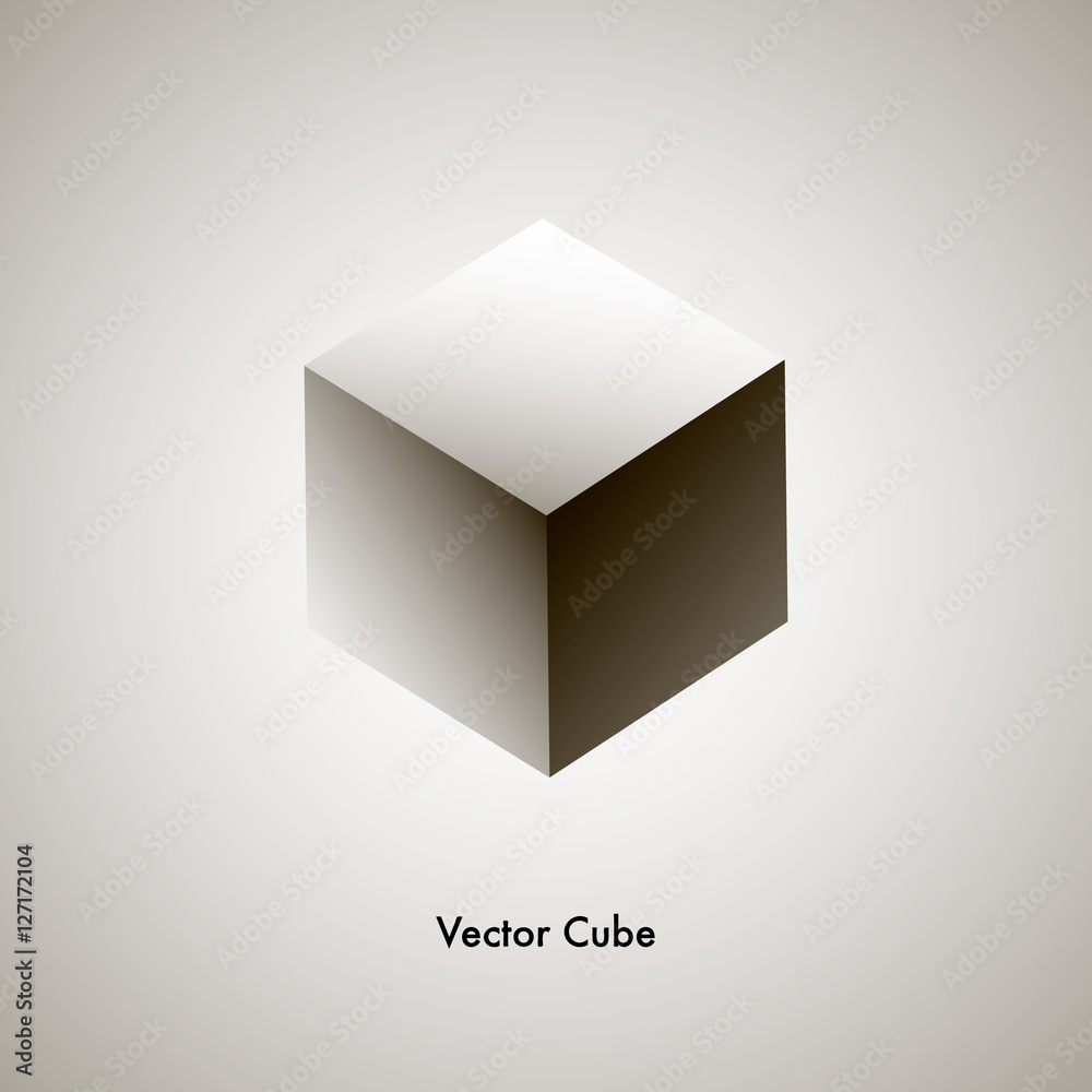 Vector grayscale cube, geometric object for a web design Stock Vector ...