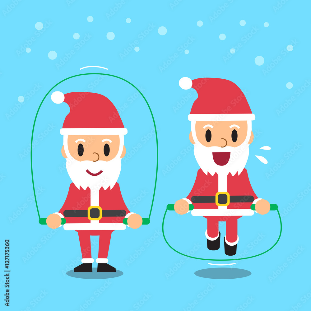 Cartoon santa claus jumping rope Stock Vector | Adobe Stock