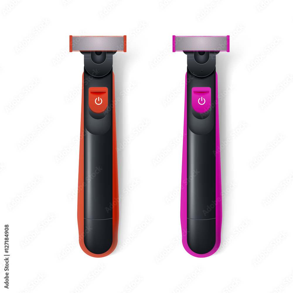 Realistic vector beard trimmer isolated on white background. Top view ...