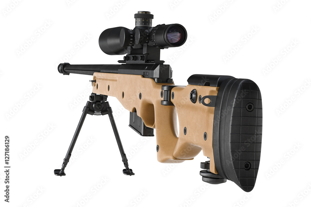 Rifle sniper hunting beige shotgun. 3D graphic Stock Illustration ...