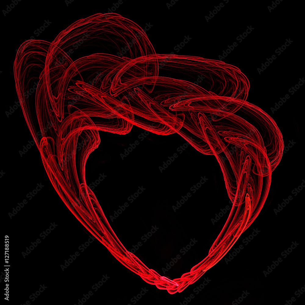 Red modern sign, shape, symbol on the black background for art projects ...