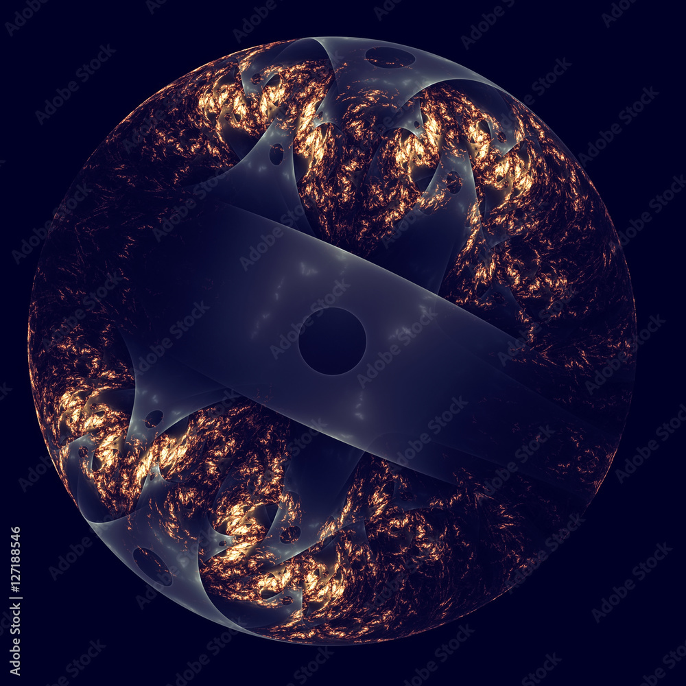 The metal ball on fire on the black background for art projects Stock ...