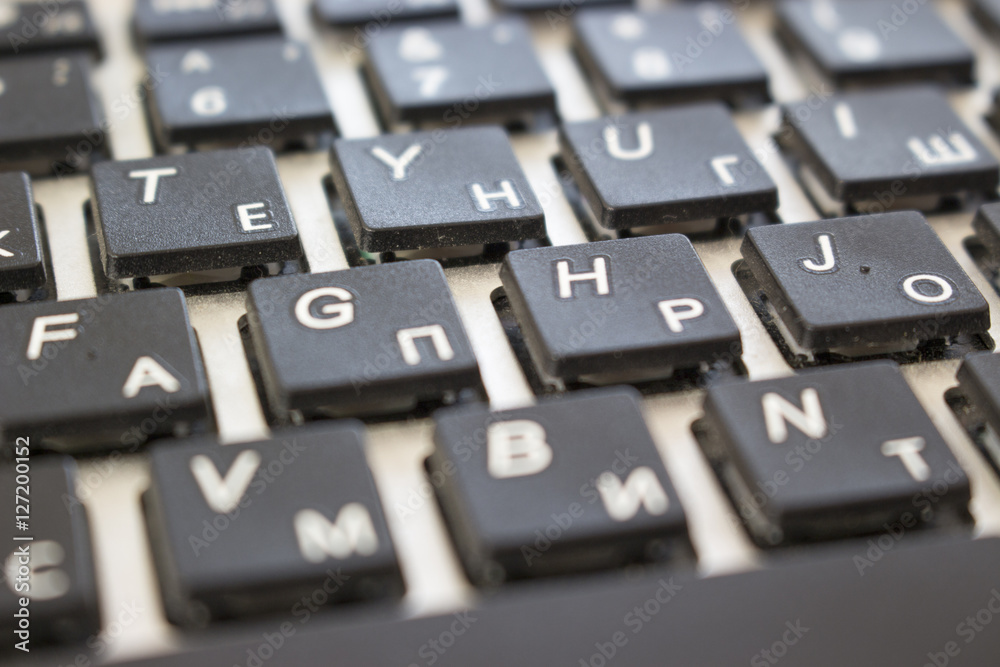 Черные клавиши алюминиевой переносной клавиатуры Stock Photo | Adobe Stock